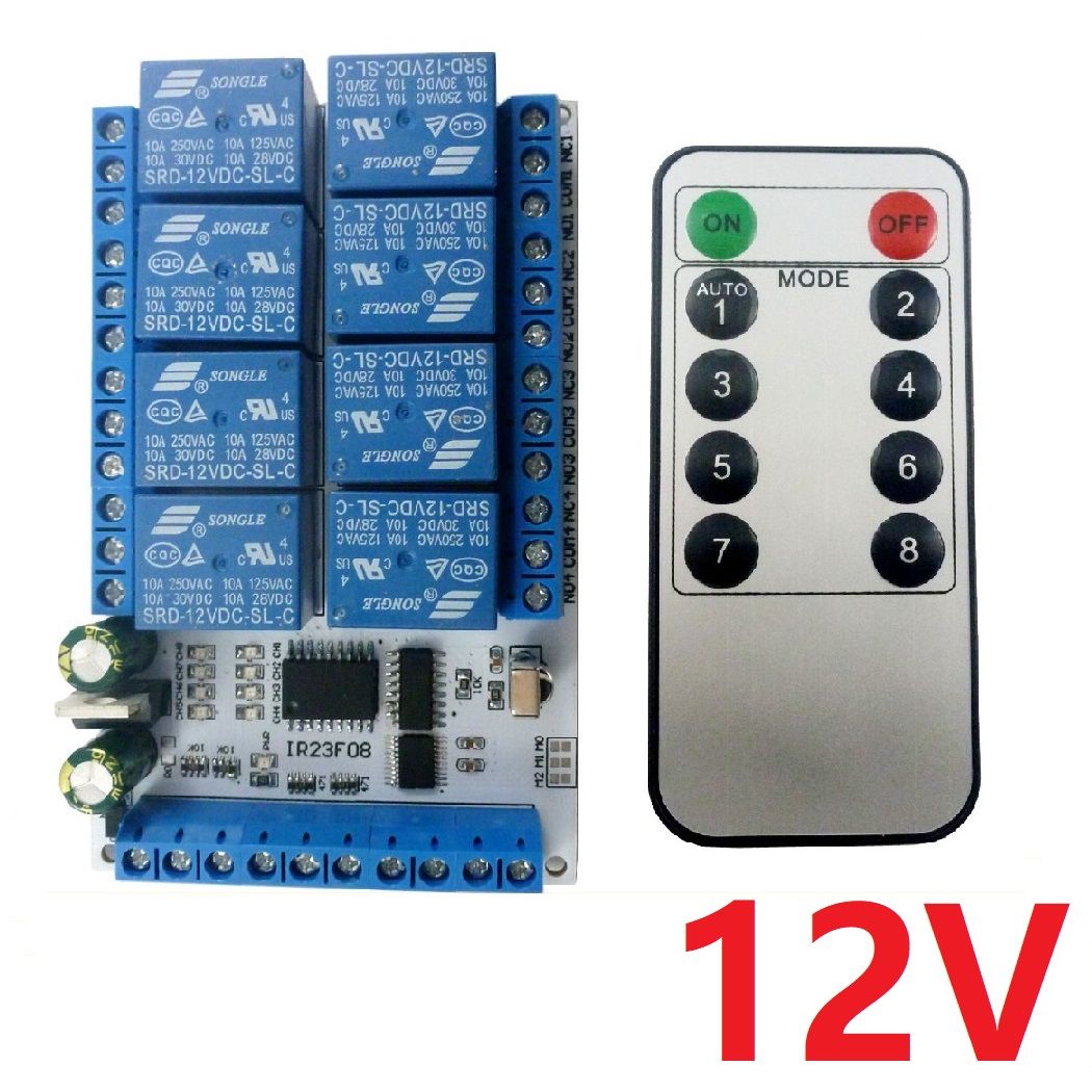 IR23F08 TB441 8CH DC 12V Multi-function IR infrared Control Delay Relay ...